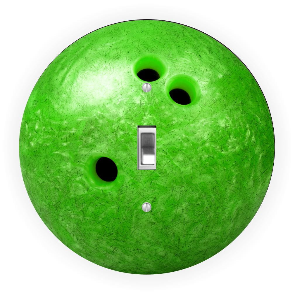 Green Bowling Ball Design - Round Light Switch Plate Cover - Single ...