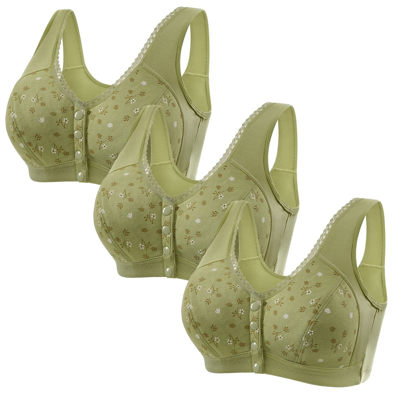 Green Bras for Women No Underwire Women Lace Front Button Shaping Cup ...