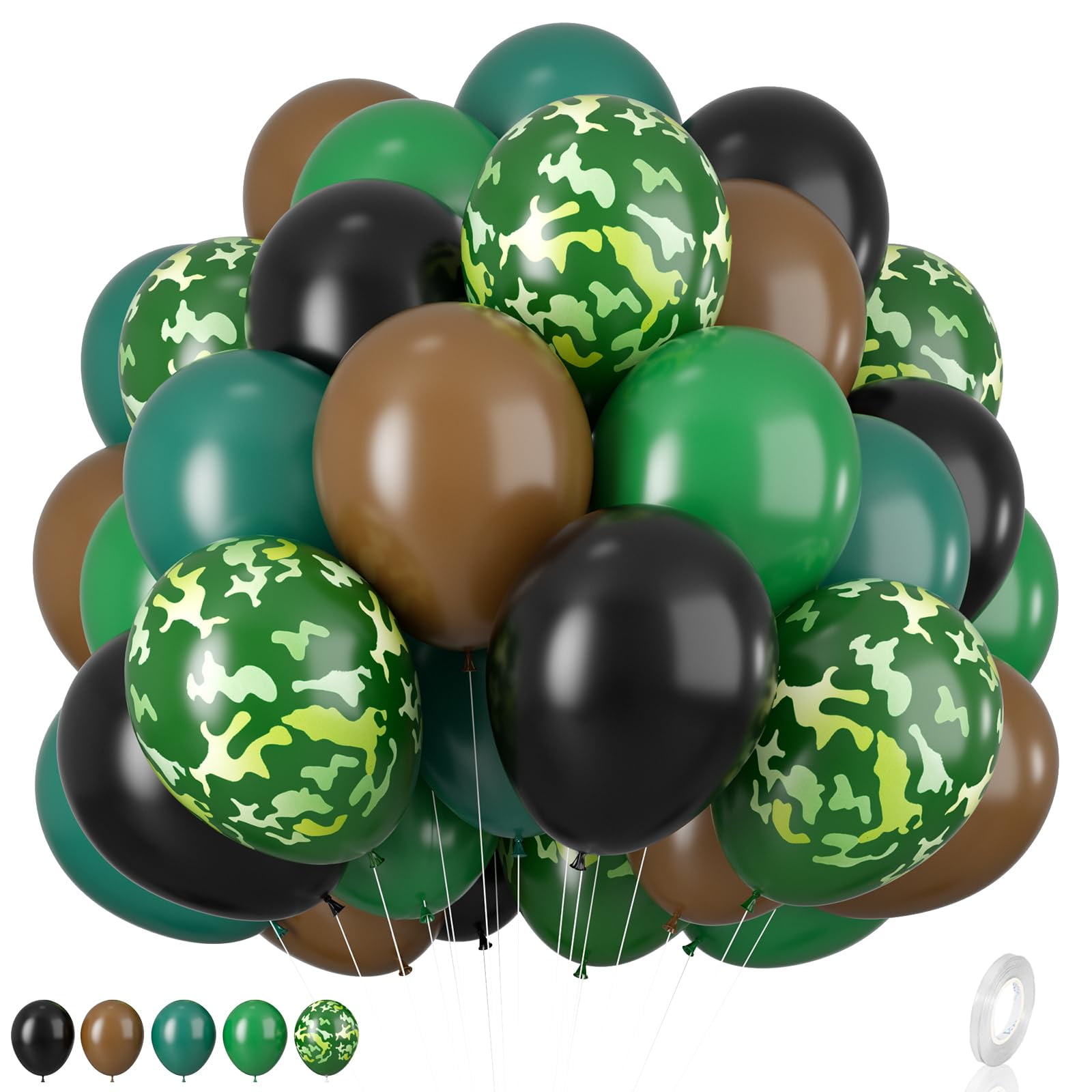 Green and Brown Balloons, 12inch Camouflage BSL1 Balloon Camo Balloons ...
