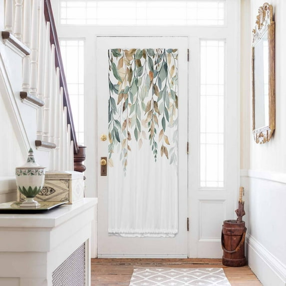 Green Brown Botanical Door Curtains for Door Window, French Sidelight ...