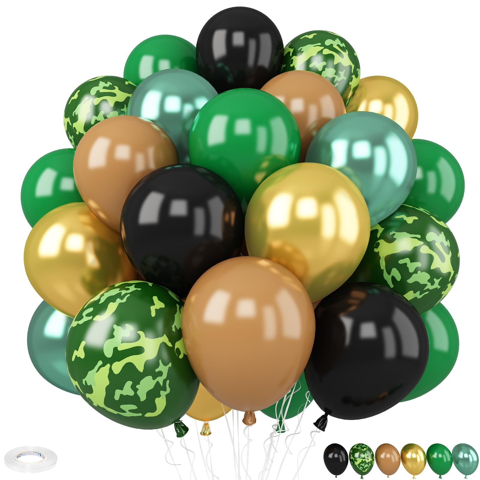 Green Brown Camo Balloons, 30Pcs 12inch NSD3 Camouflage Brown Dark ...