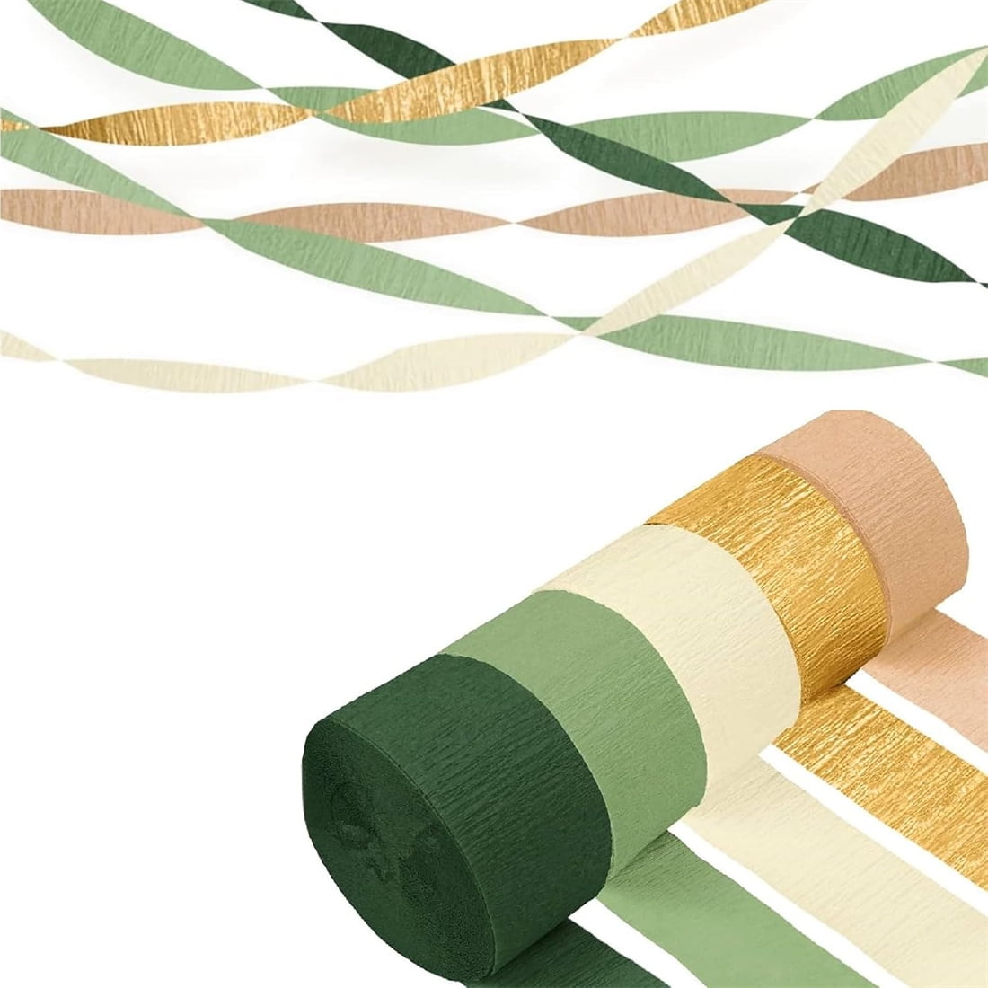 Green Brown Crepe Paper, 5 Rolls Streamers Party Decorations Crepe ...