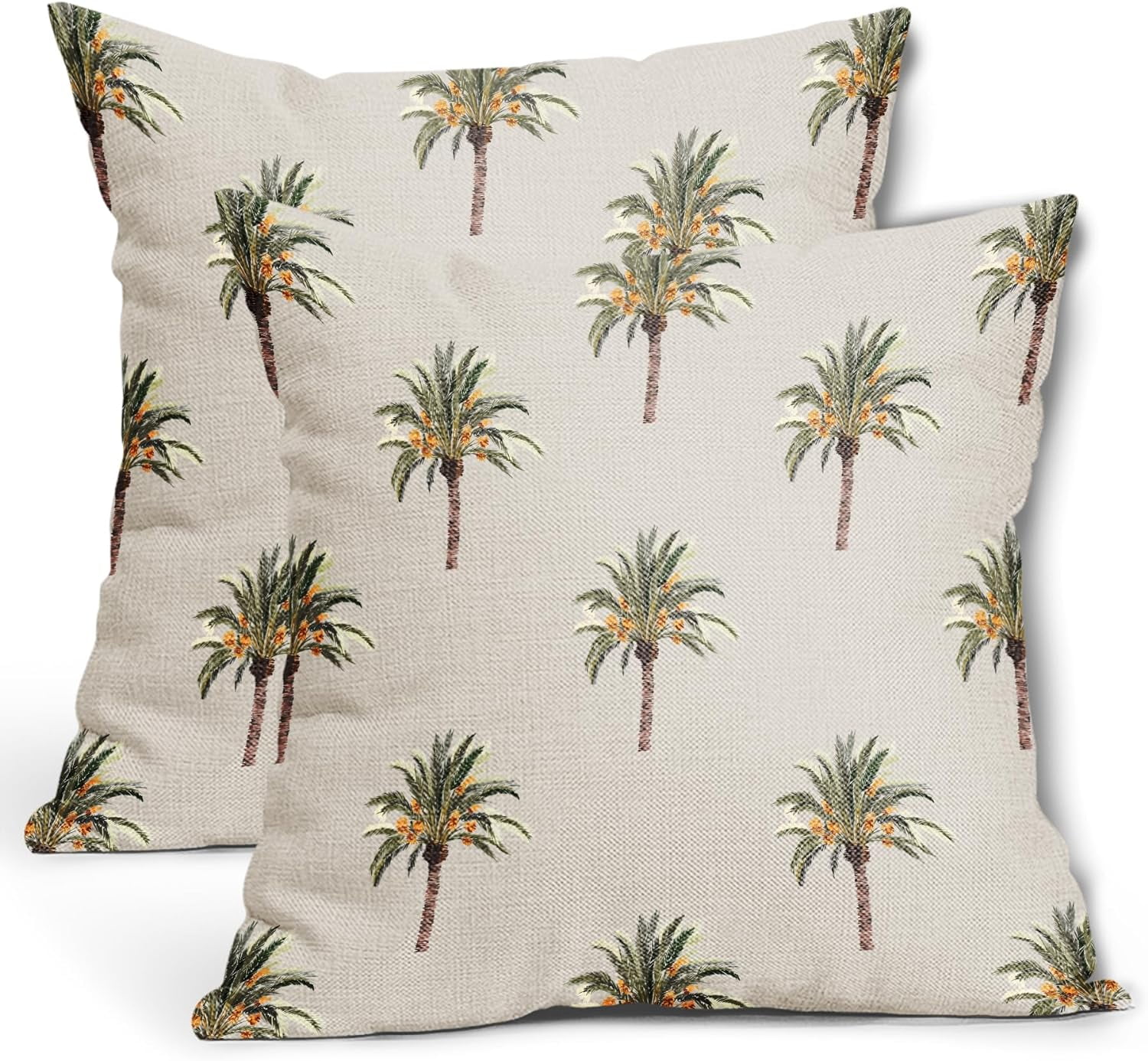 Green Brown Palm Tree Pillow Covers 18X18 InchTropical Coconut Trees ...