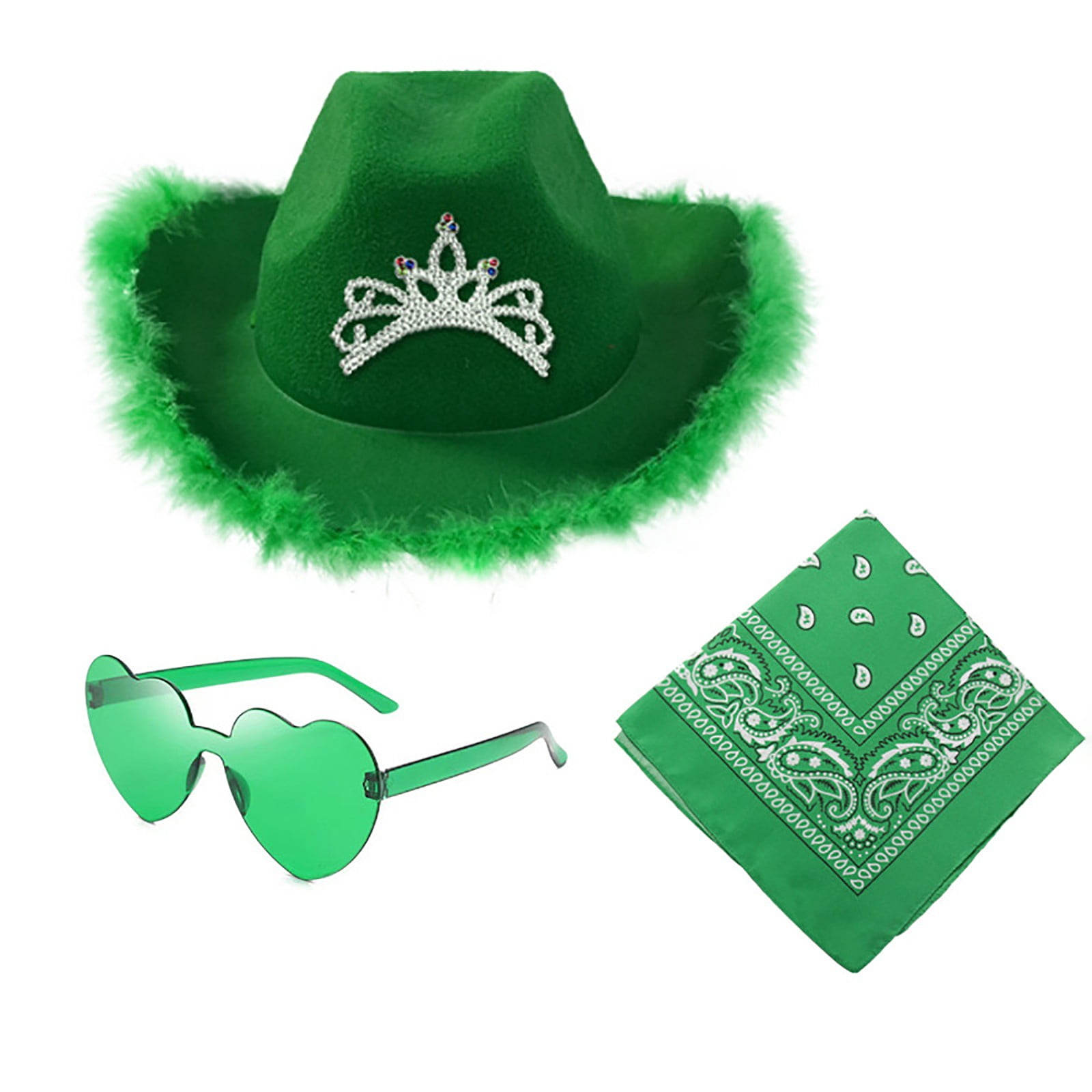 Green Bucket Hats Women's Western Cowboy Hat Scarf Mardi Two Set - Walmart.com