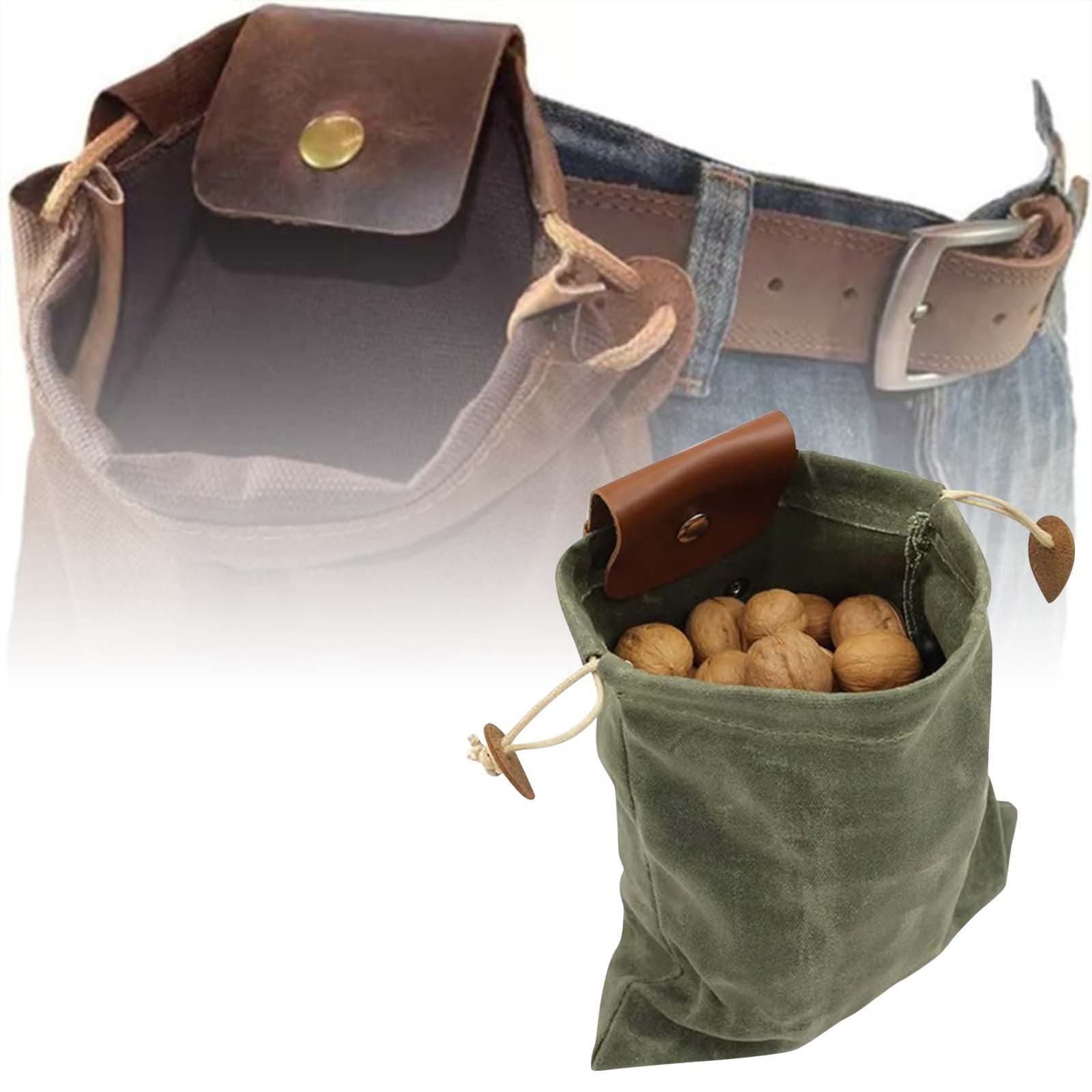 Green Bushcraft Dump Bag for Foraging, 2 Count 8.3x7.9 Inch Collapsible ...