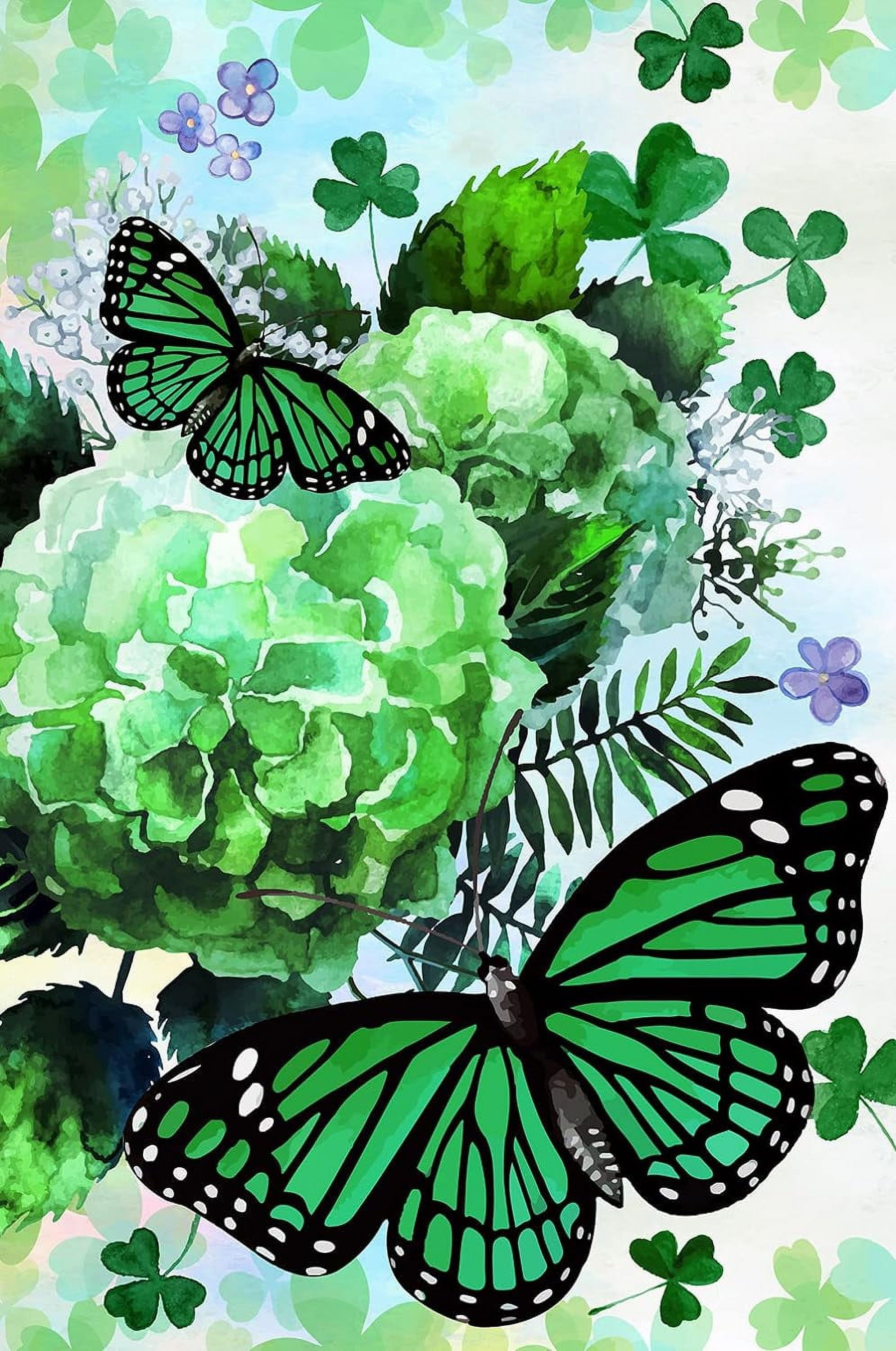 Green Butterfly With Clover Shamrock Floral Decoration St.Patrick''s ...