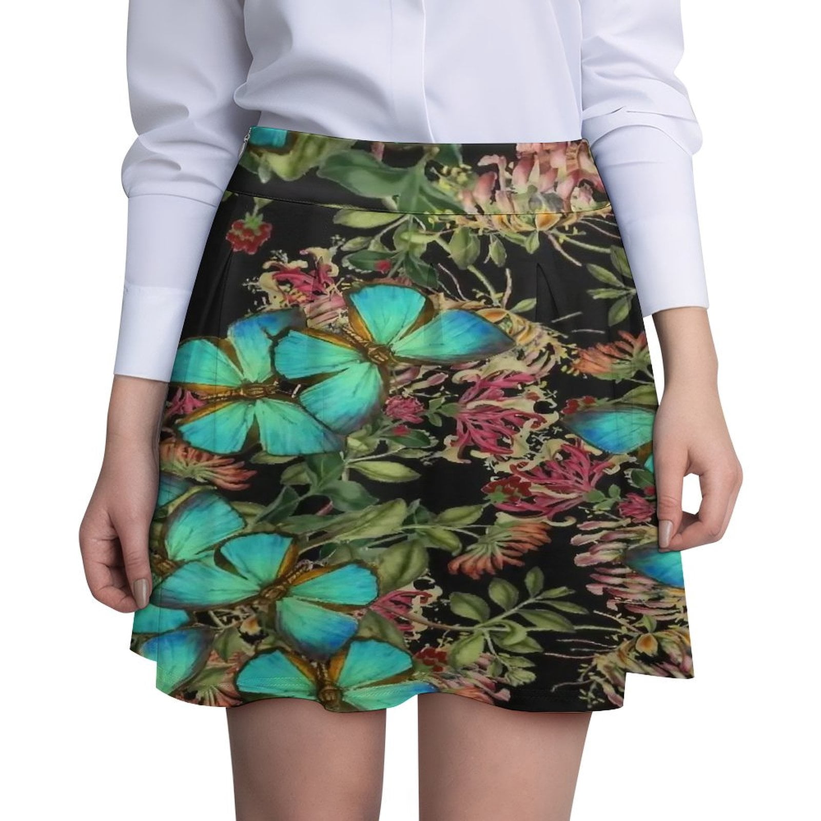Green Butterfly Women's Casual Mini Skirt Invisible Zipper Summer ...