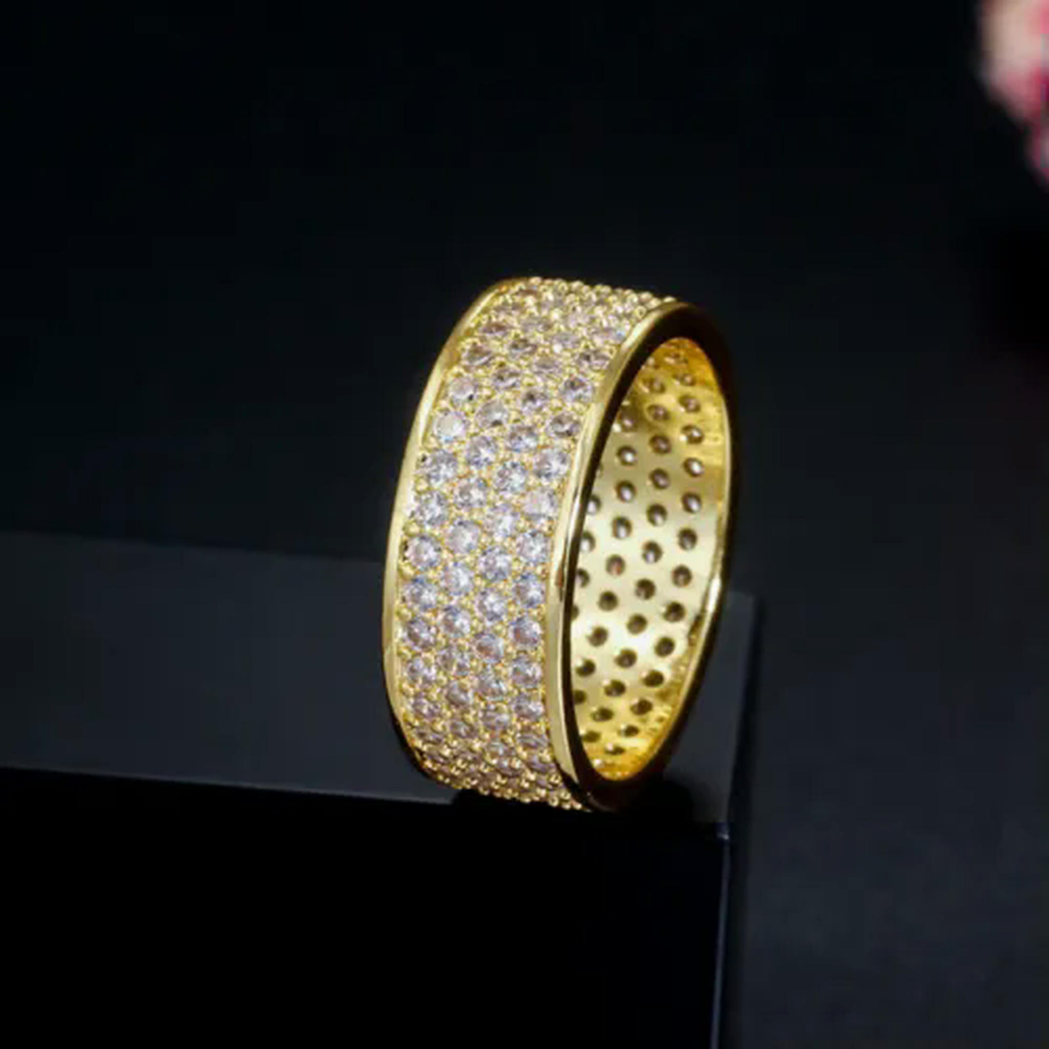 Green CZ Stone Big Round Wedding Party Ring for Women Costume Dubai ...