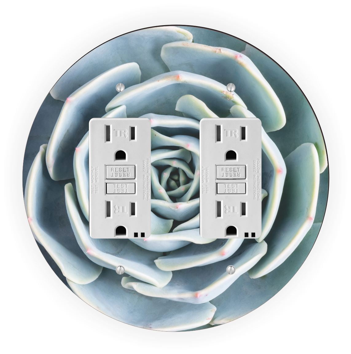 Green Cabbage Flower Design - Round Light Switch Plate Cover - Double ...