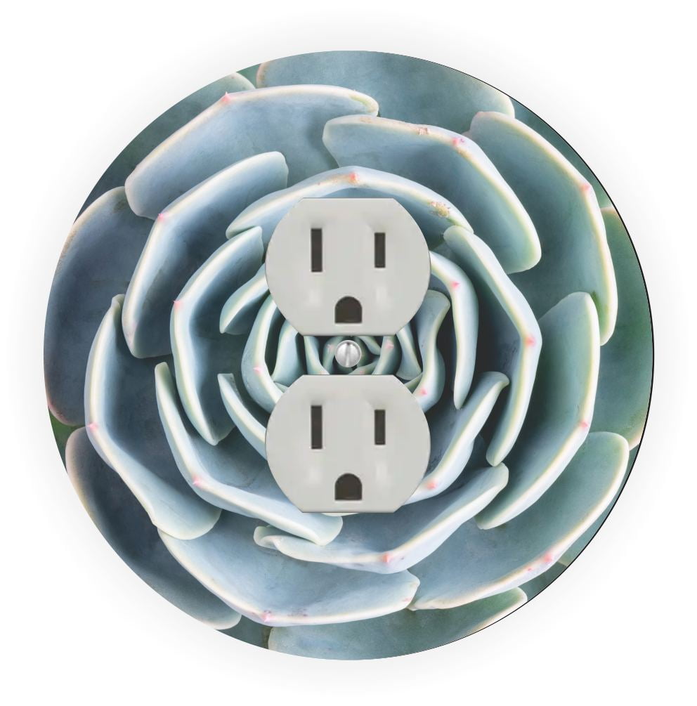 Green Cabbage Flower Design - Round Light Switch Plate Cover - Outlet ...