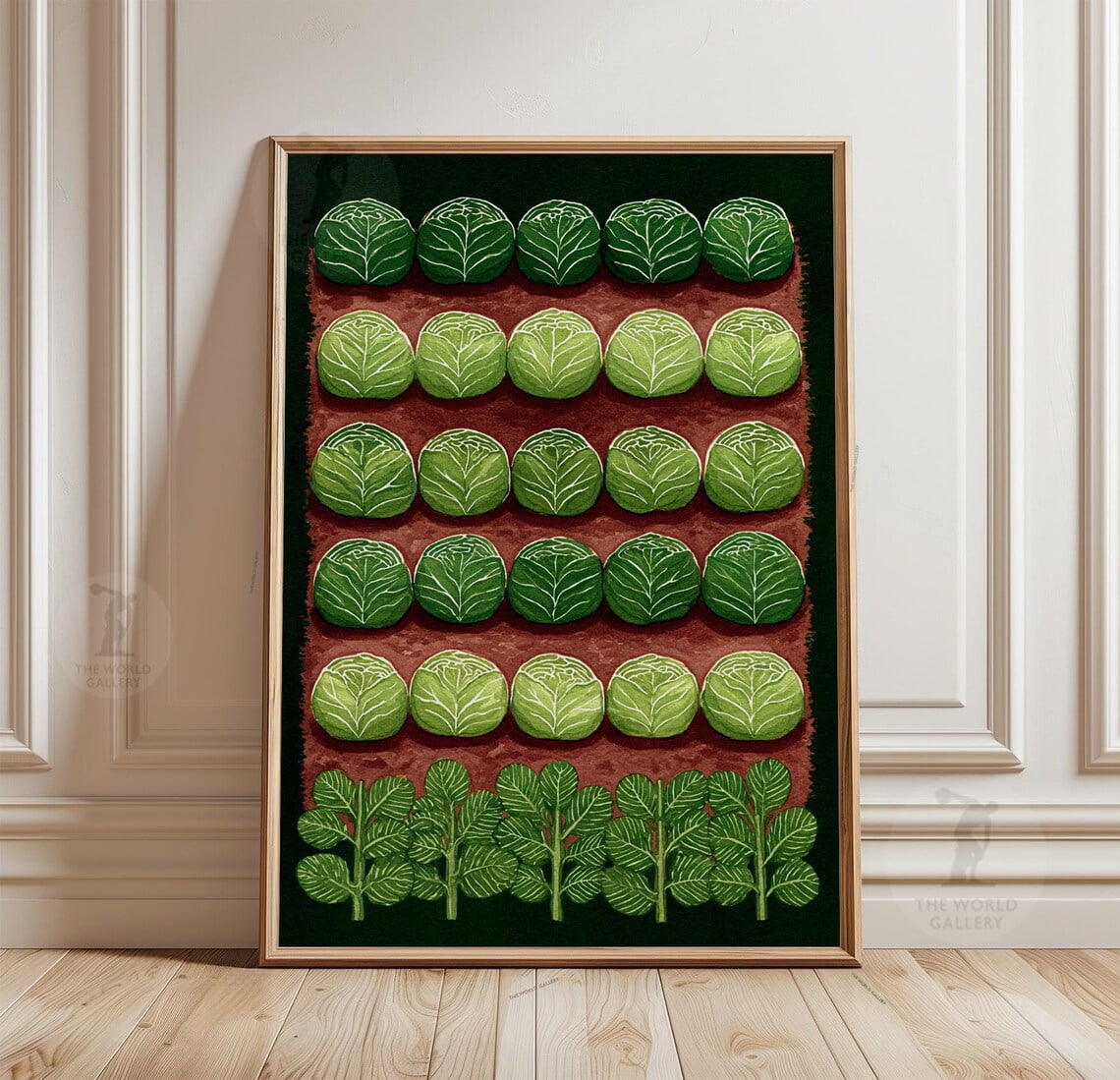 Green Cabbage Rows Pattern Botanical Garden Style Paper Poster Decor ...