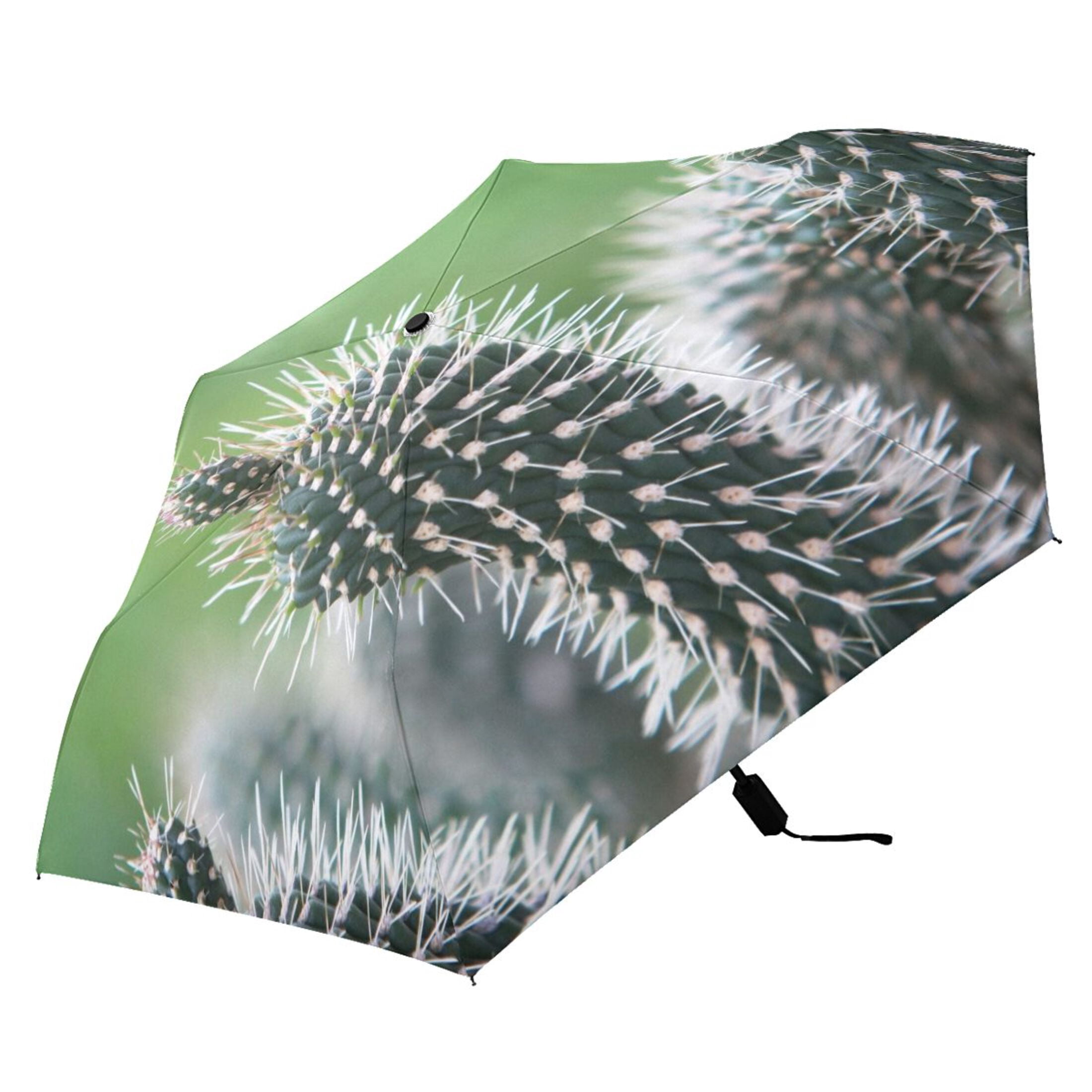 Green Cactus Compact Folding Umbrella for Rain Windproof Travel ...