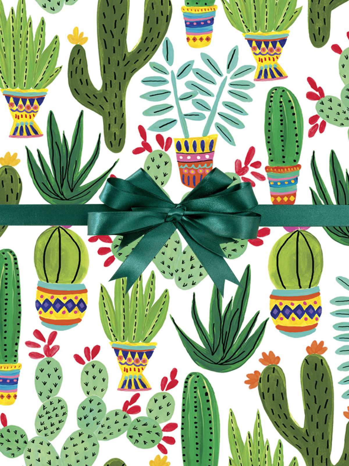 Green Cactus Fiesta Specialty Gift Wrapping Paper Premium Specialty ...