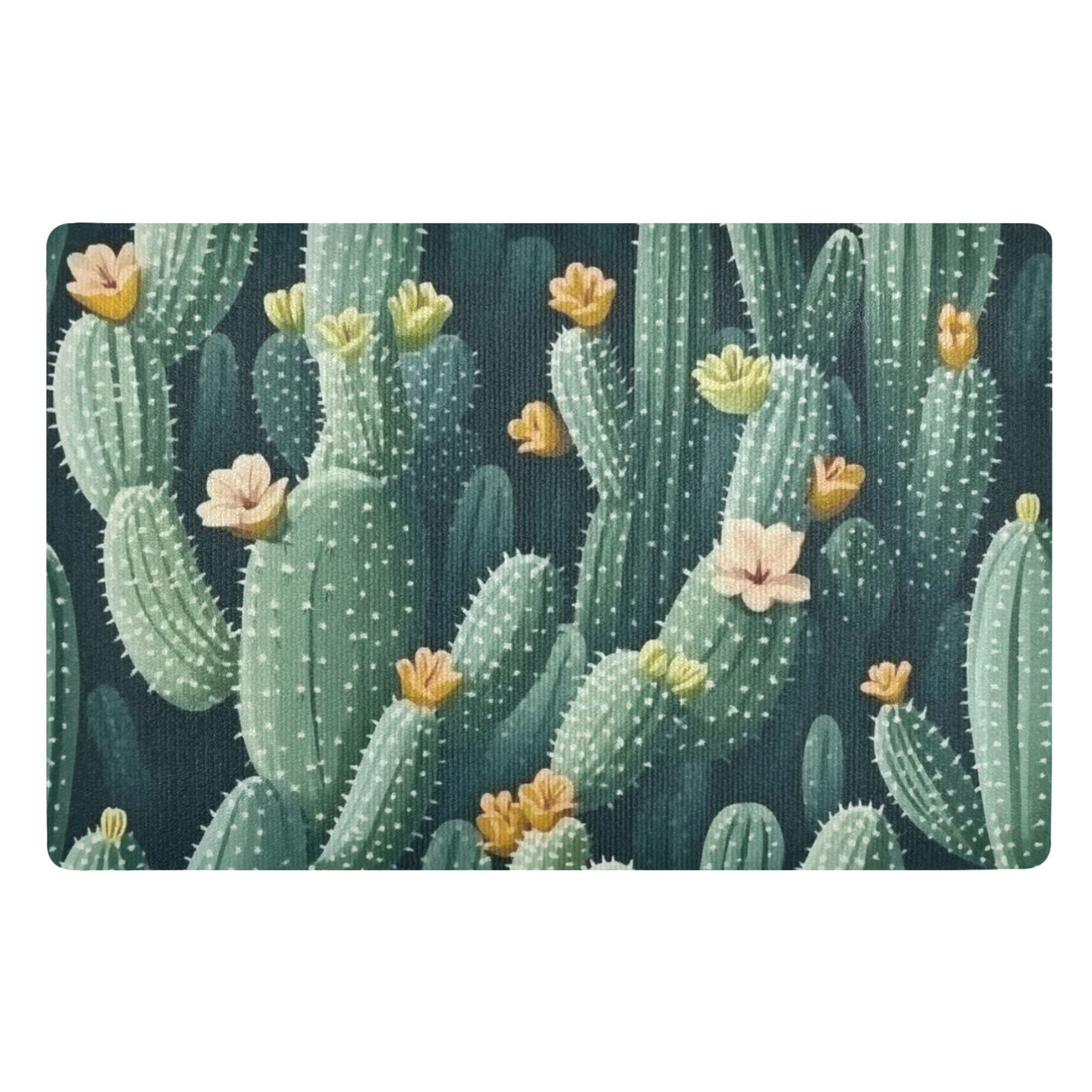 Green Cactus Floor Door Mat Outdoor Indoor for Home Entrance Welcome ...