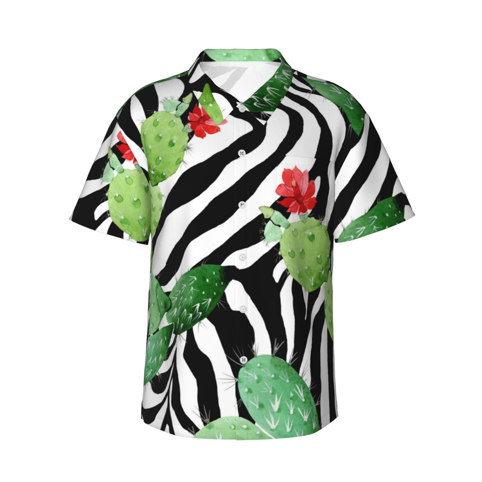 Green Cactus Floral Botanical Flowers Men's 3d Print Casual Button Down ...