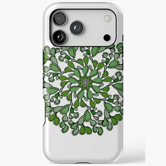 Green Cactus Mandala Art Pattern Design iPhone Case 11 through 17 Pro ...