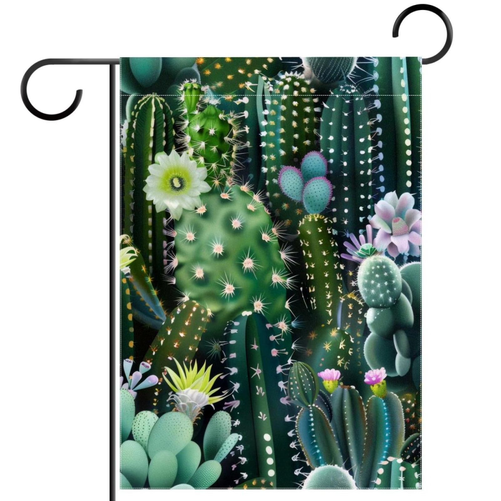 Green Cactus Plants Pattern Double Sided Garden Flag Decorative Weather ...