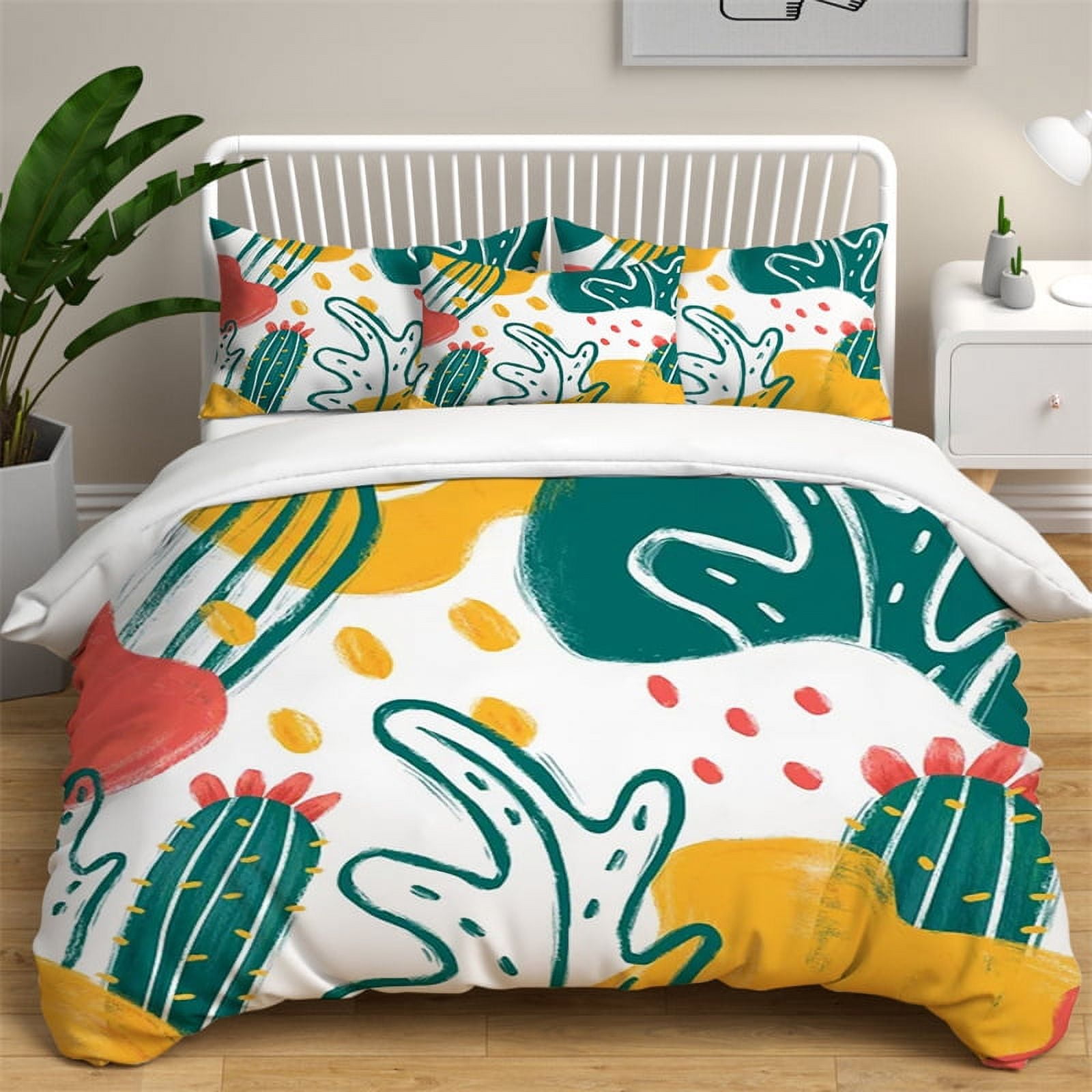 Green Cactus Potted Duvet Cover Help Improve Sleep Quality For Room ...