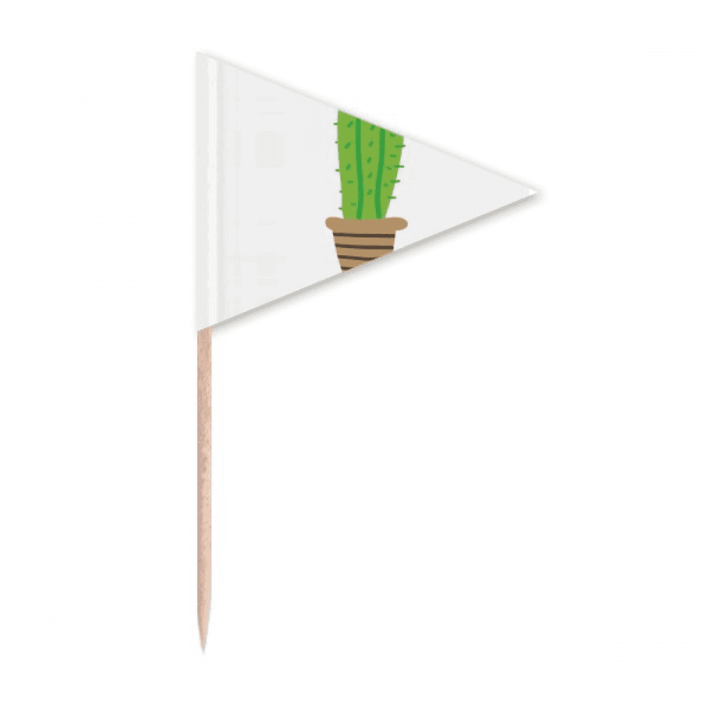 Green Cactus Potted Succulents Toothpick Triangle Cupcake Toppers Flag ...
