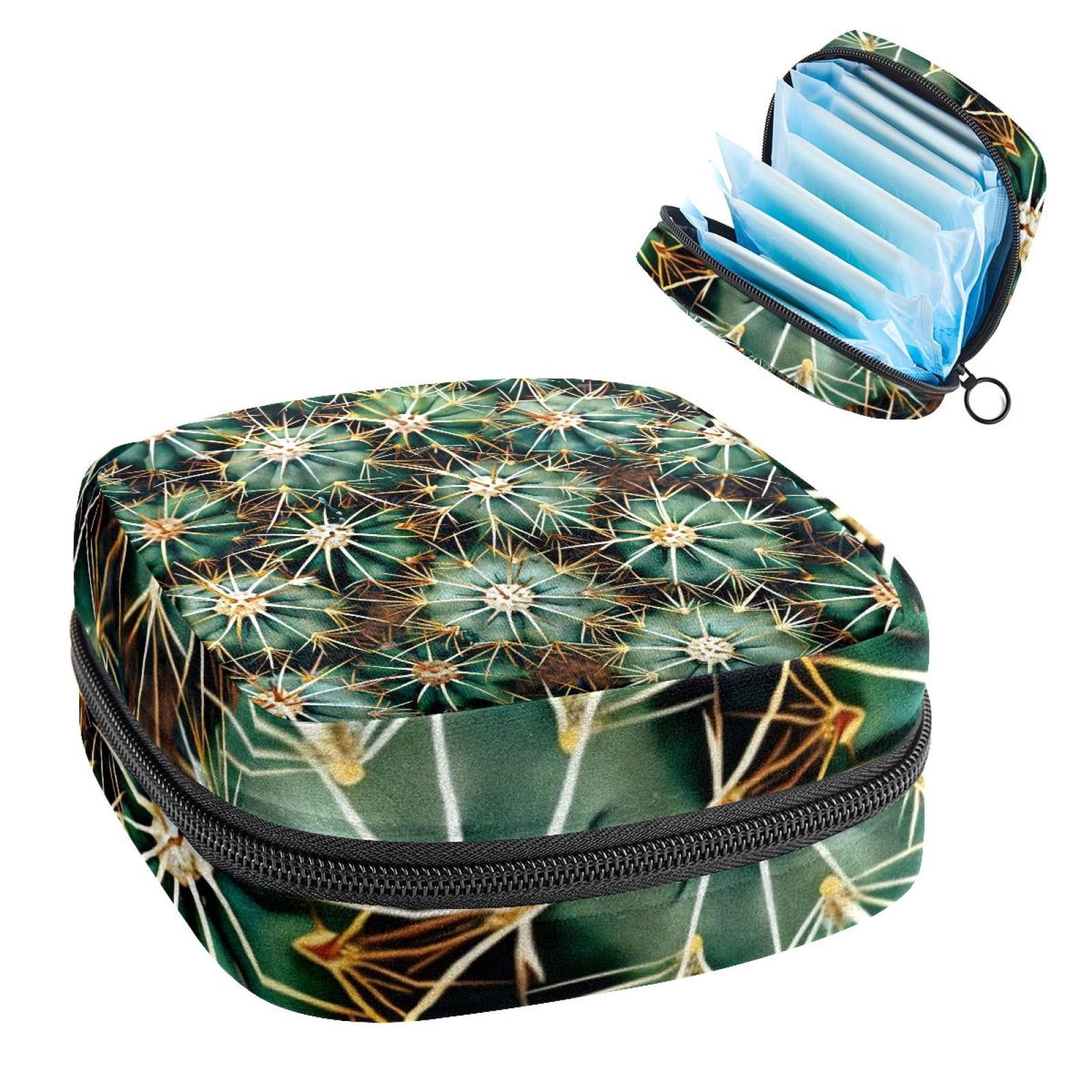Green Cactus Sanitary Napkin Storage Bag, Zipper Menstrual Cup Pouch ...