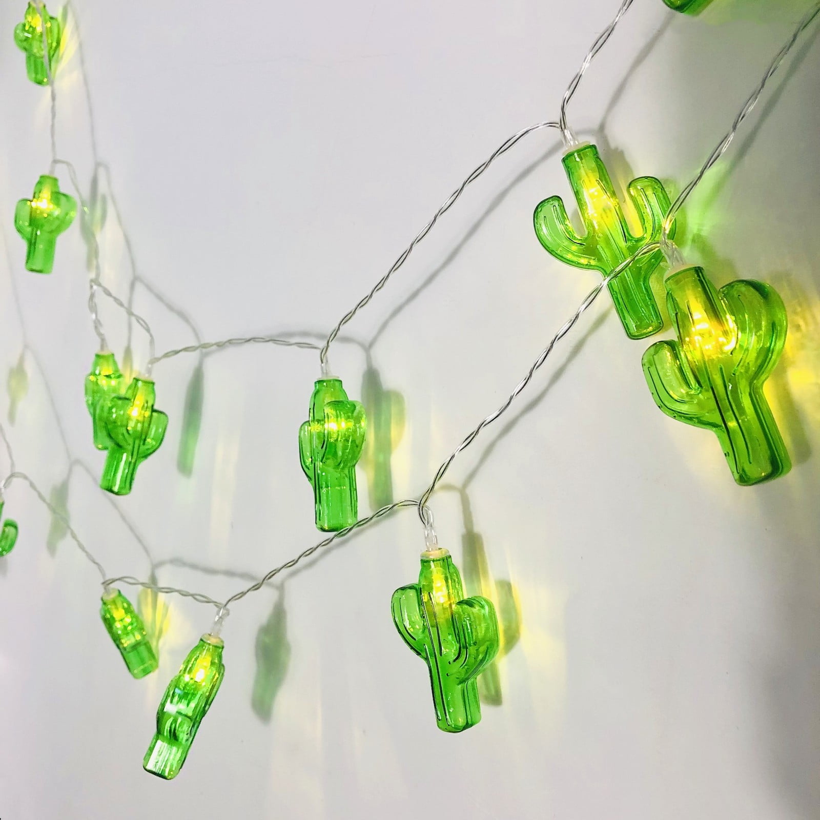 Green Cactus String Lights Battery Operated 20 LED 9.8 FT Cactus Lights ...