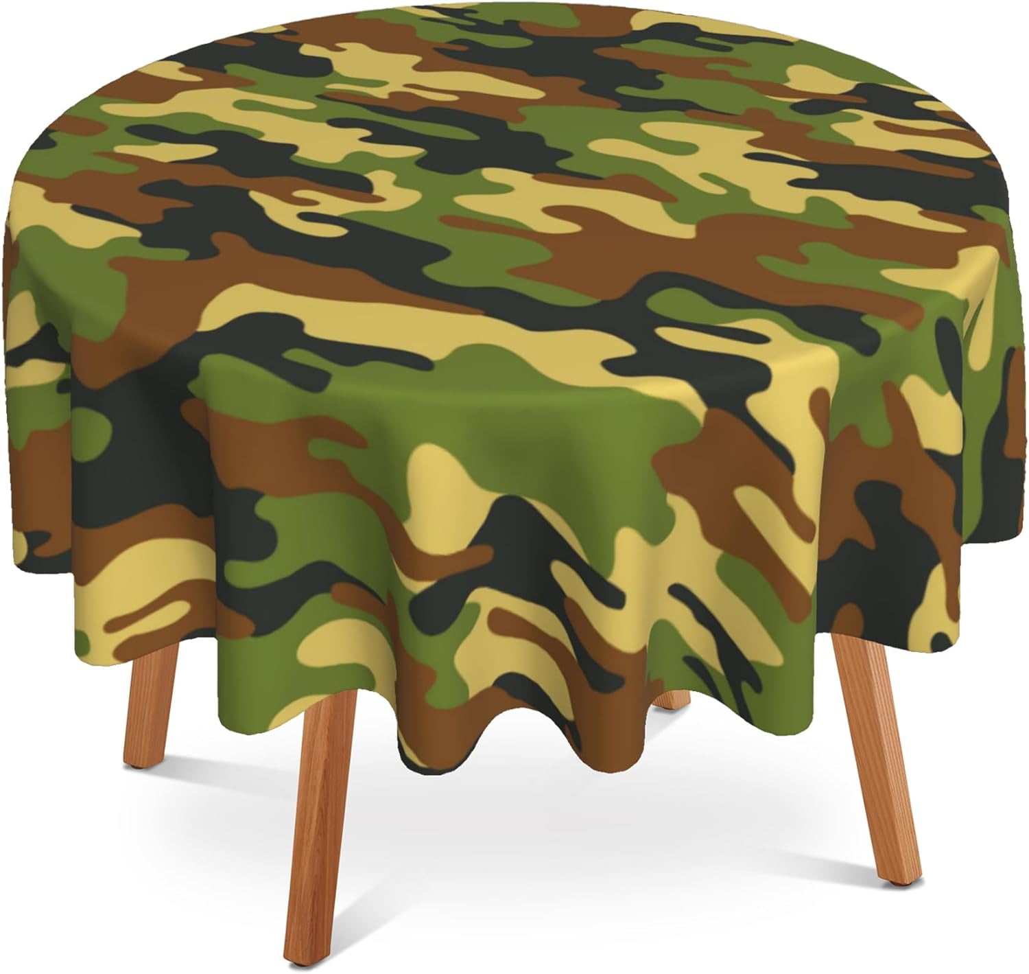 Green Camo 60 inch Round Tablecloth,Abstract Military Camouflage Circle ...