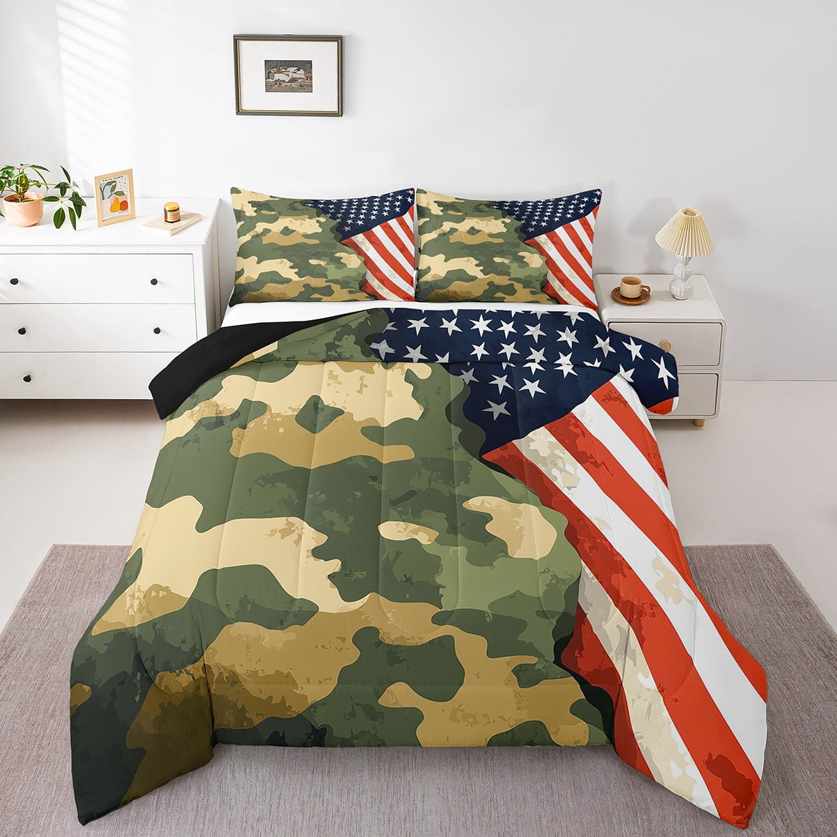 Green Camo Comforter Sets Full Size,Army Camouflage Bedding Set ...