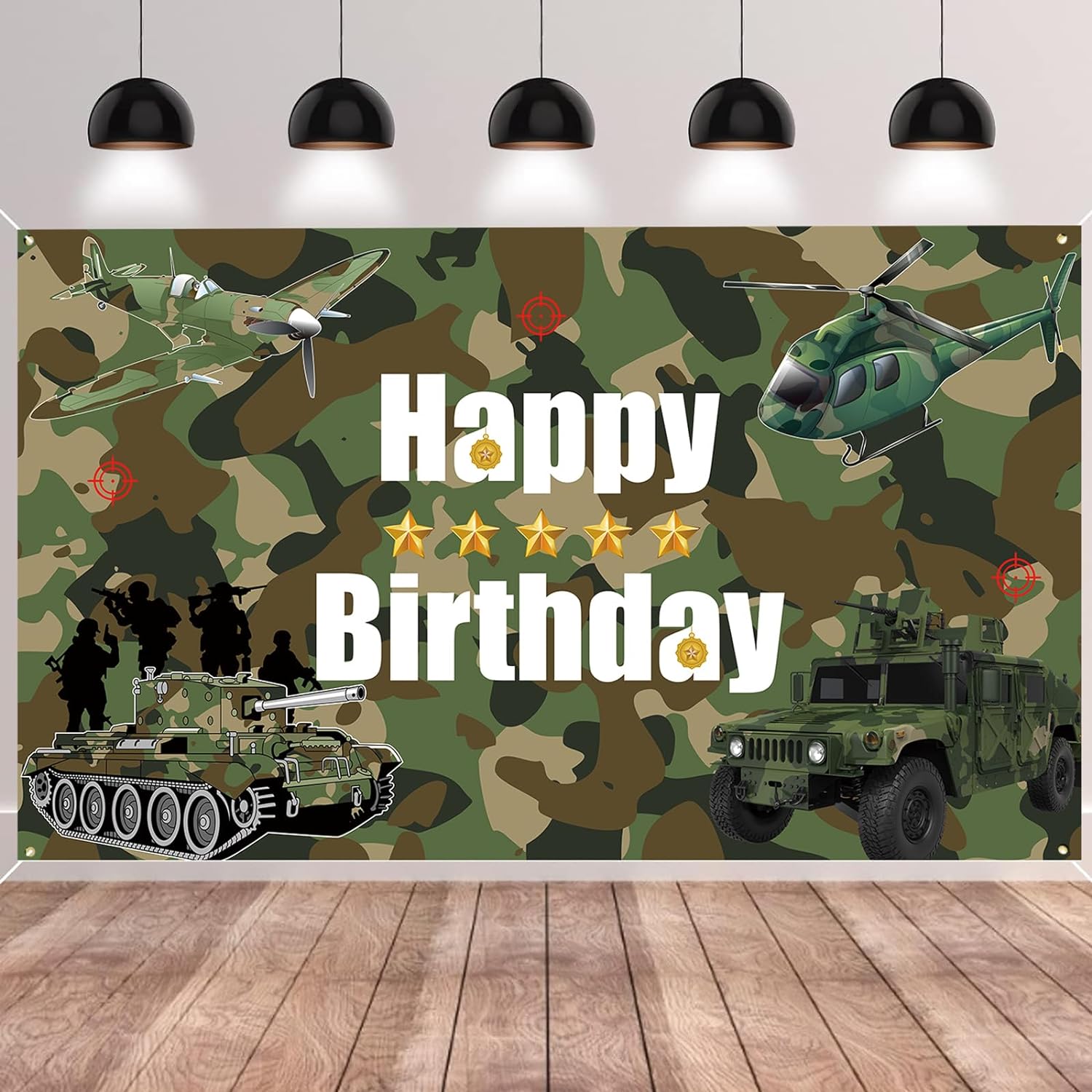 Green Camo Happy Birthday Banner Backdrop Photography Background ...