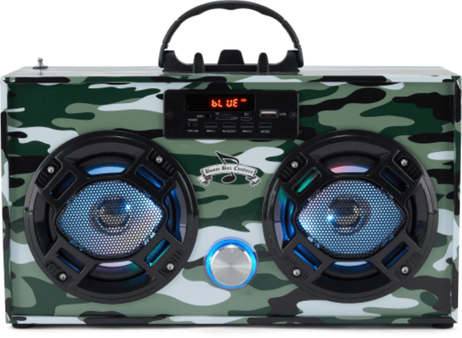 Portable Battery Operated Boom Box Couture Green Camo Wireless with FM ...