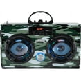Portable Battery Operated Boom Box Couture Green Camo Wireless with FM ...