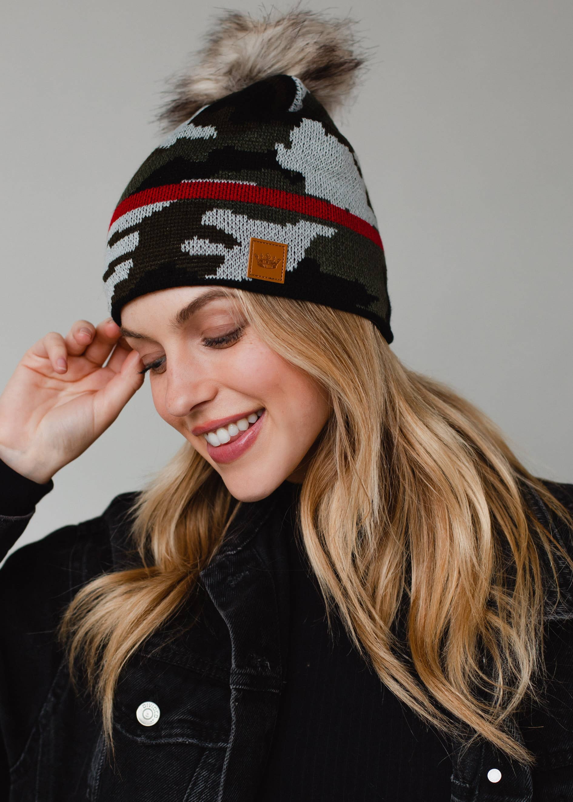 Green Camo w/ Red Stripe Hat - Walmart.com