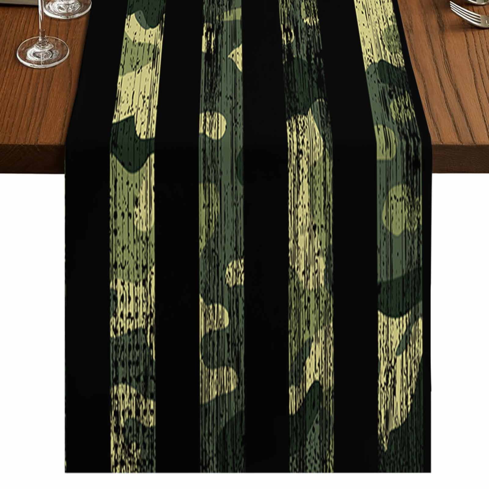Green Camouflage American Flag Short Table Runner 48 Inches Long ...