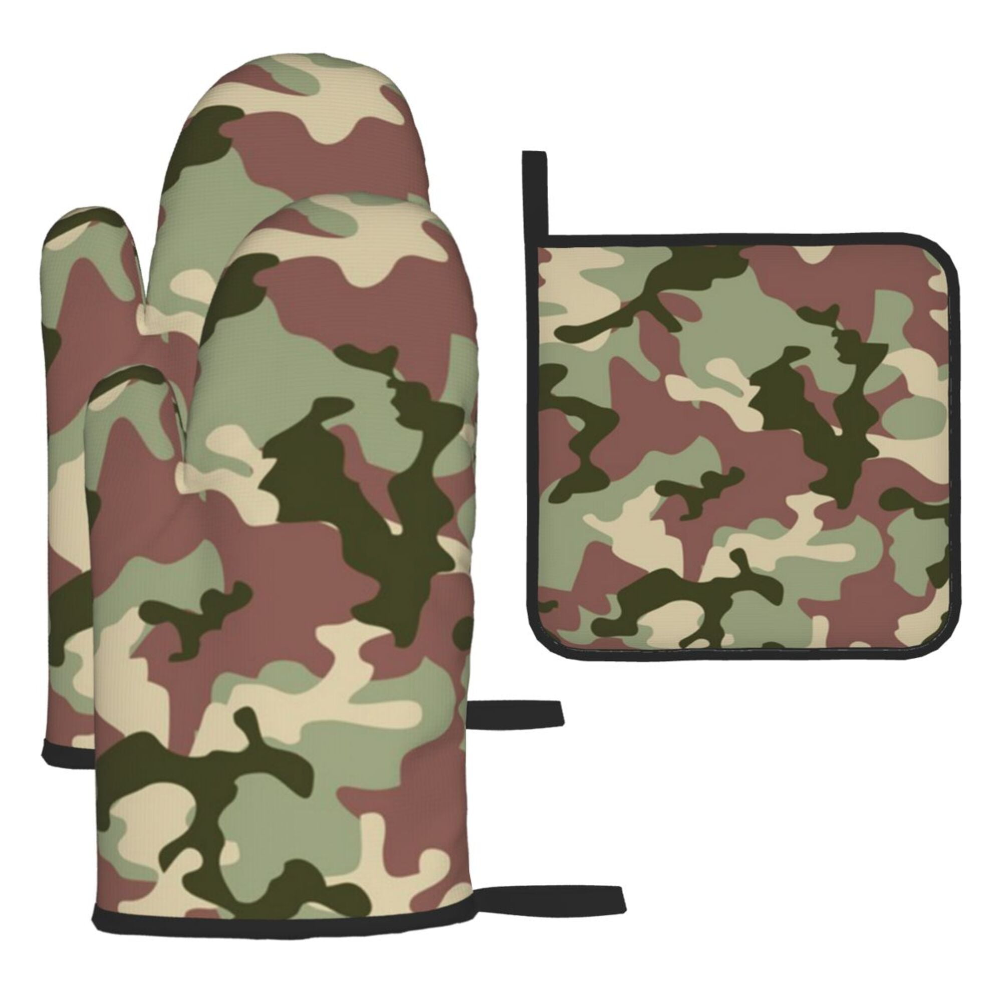 Green Camouflage In Forest Colors Hunter Combat Oven Gloves, Pot Clamp ...