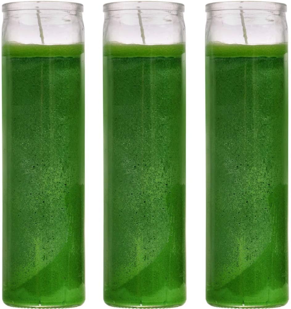 Green Candles in Glass, Set of 3, 8” Tall - Great for Home Decor ...