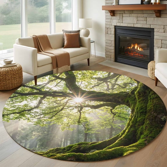 Green Canopy 7FT Round Area Rugs for Living Room Country Rustic Green ...