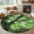 Green Canopy Washable Round Area Rug 8 ft, Country Rustic Forest Tree ...