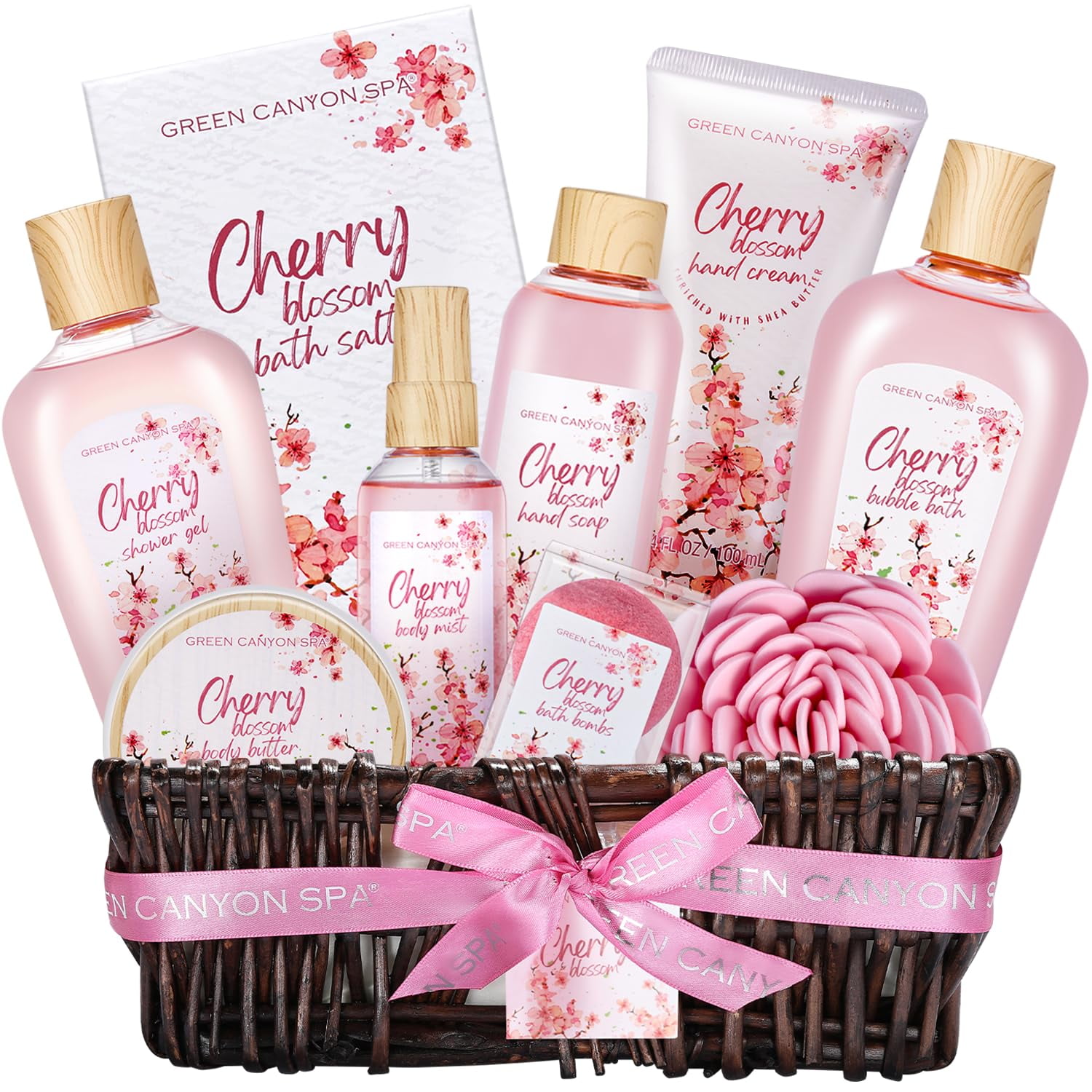 Green Canyon Spa Gift MZF22 Baskets for Women Cherry Blossom Bath and ...