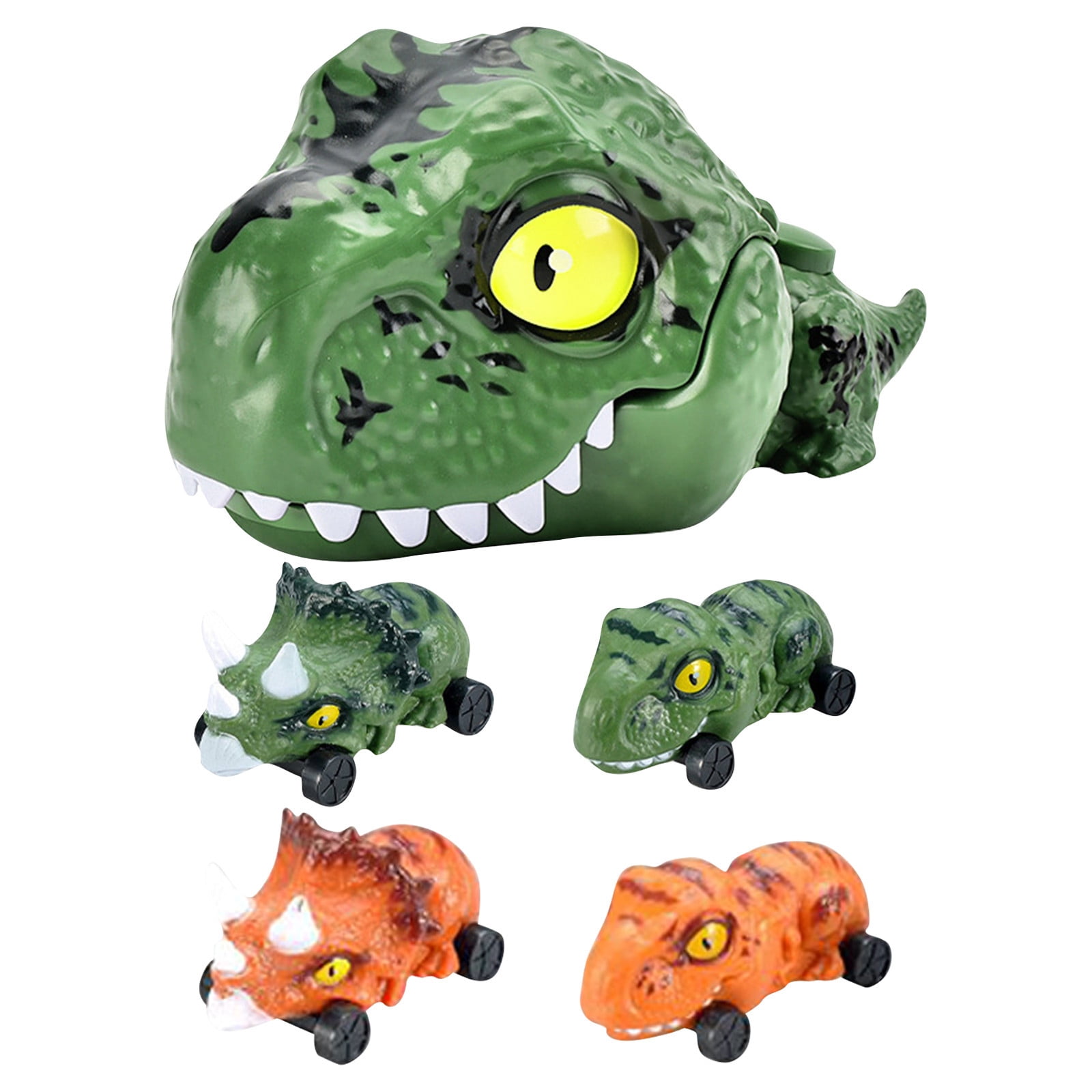 Green Cartoon Big Head Dinosaur Model Car Toy Set with Random Mini Cars ...