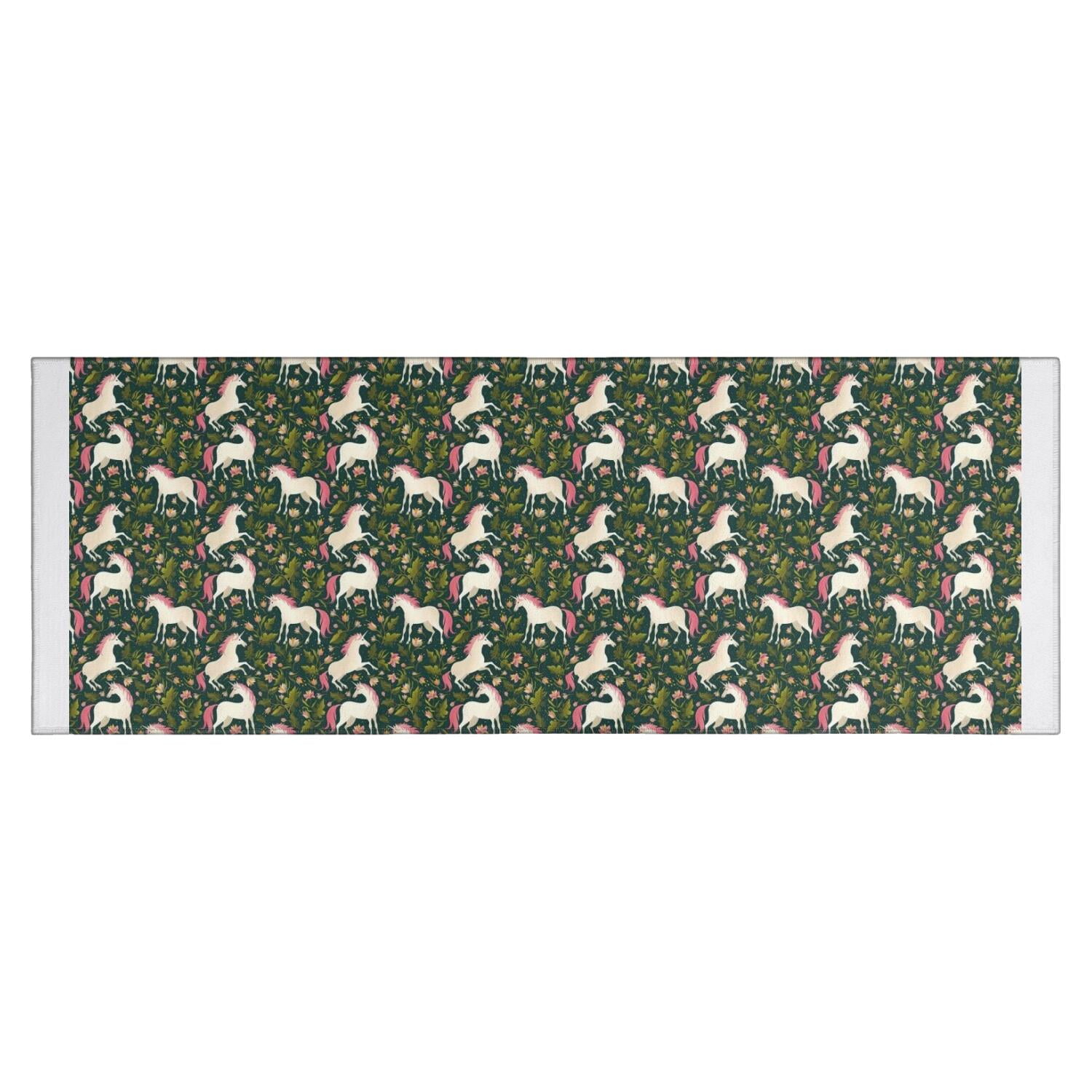 Green Cartoon Unicorn Floral Pattern Kitchen Rug Mat,Kitchen Runner ...