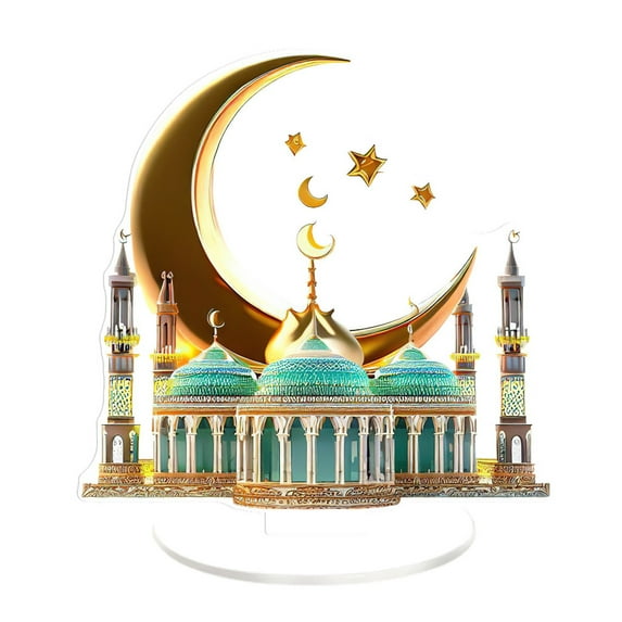 Green Castle Acrylic Ornament 2D Desktop Decoration, Intricate Home and ...