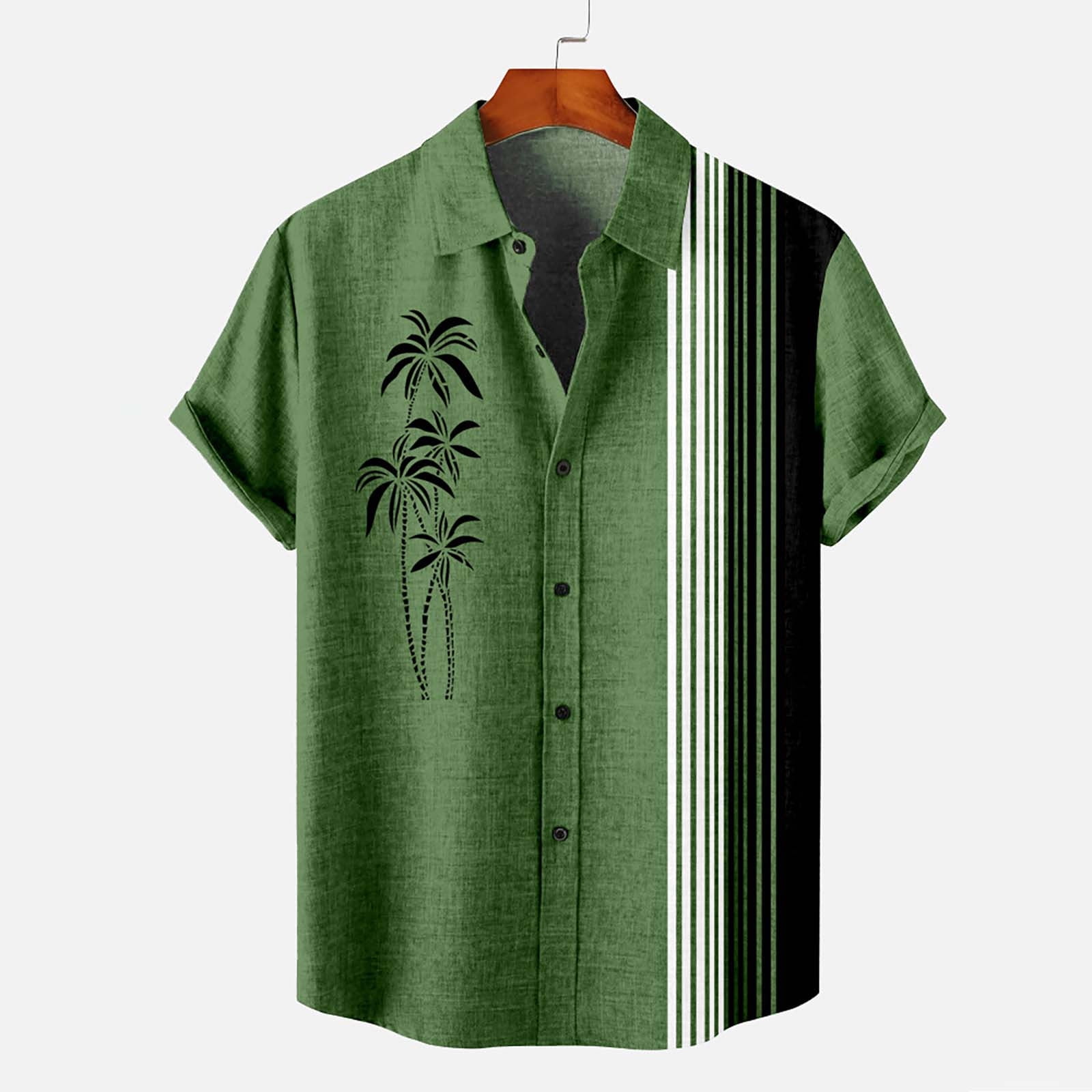 Green Casual Dress Shirts for Men, Polyester Shirts for Men, Short ...
