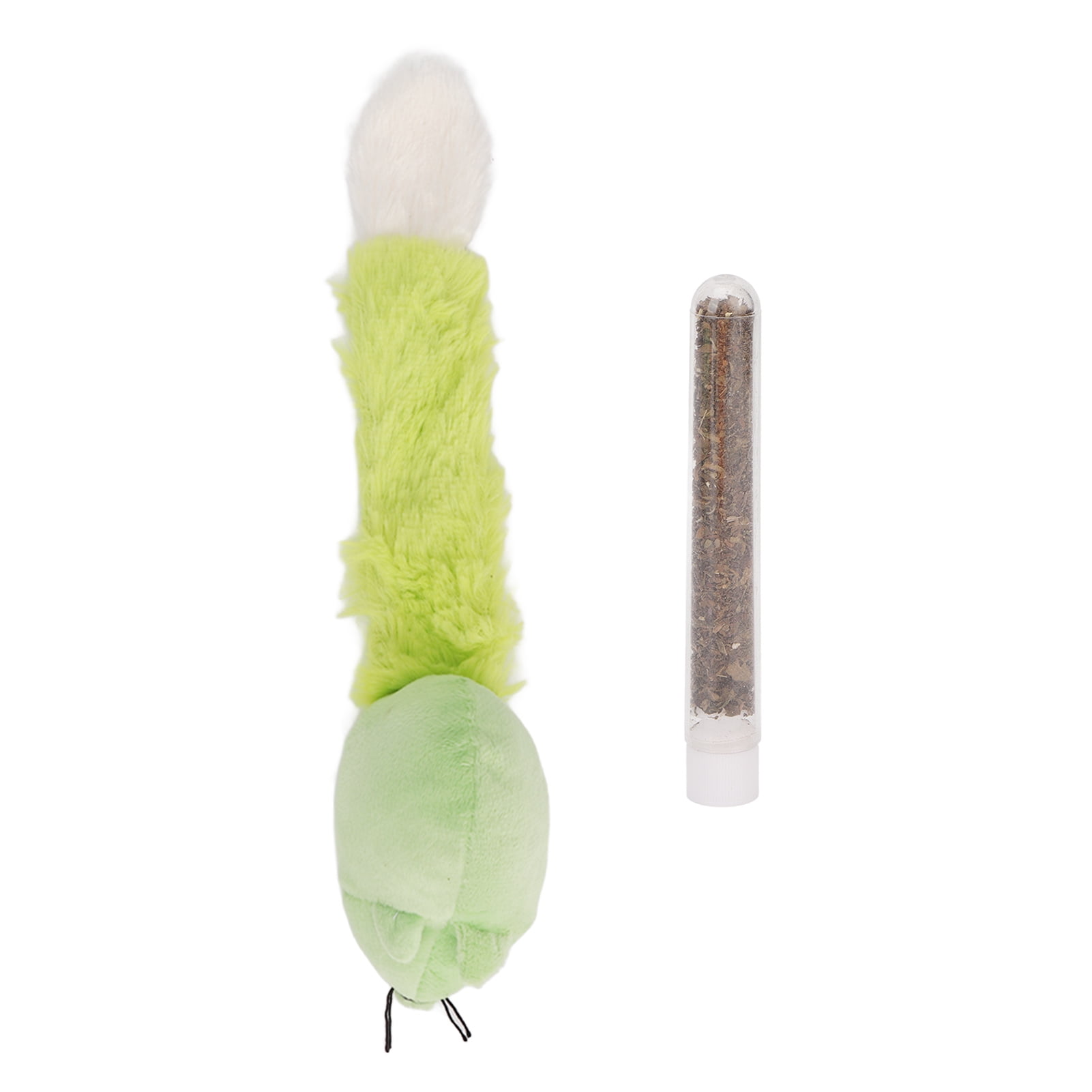 Green Cat Plush Toy with Catnip, Long Tail Mouse Shape Interactive Soft ...