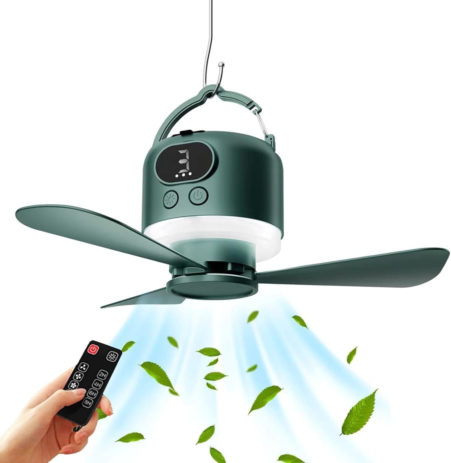Green Ceiling Fans With Lights and Remote, Flush Mount Low Profile ...
