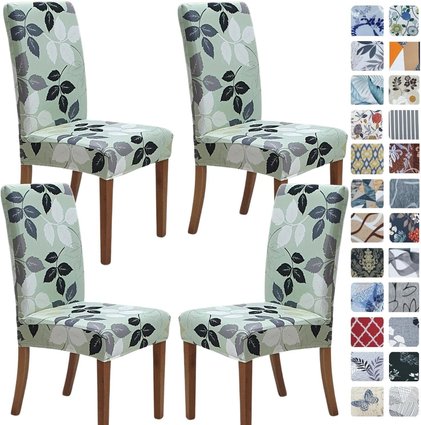 Green Chair Covers for Dining Room Set of 4, Stretch Dining Chair Cover ...