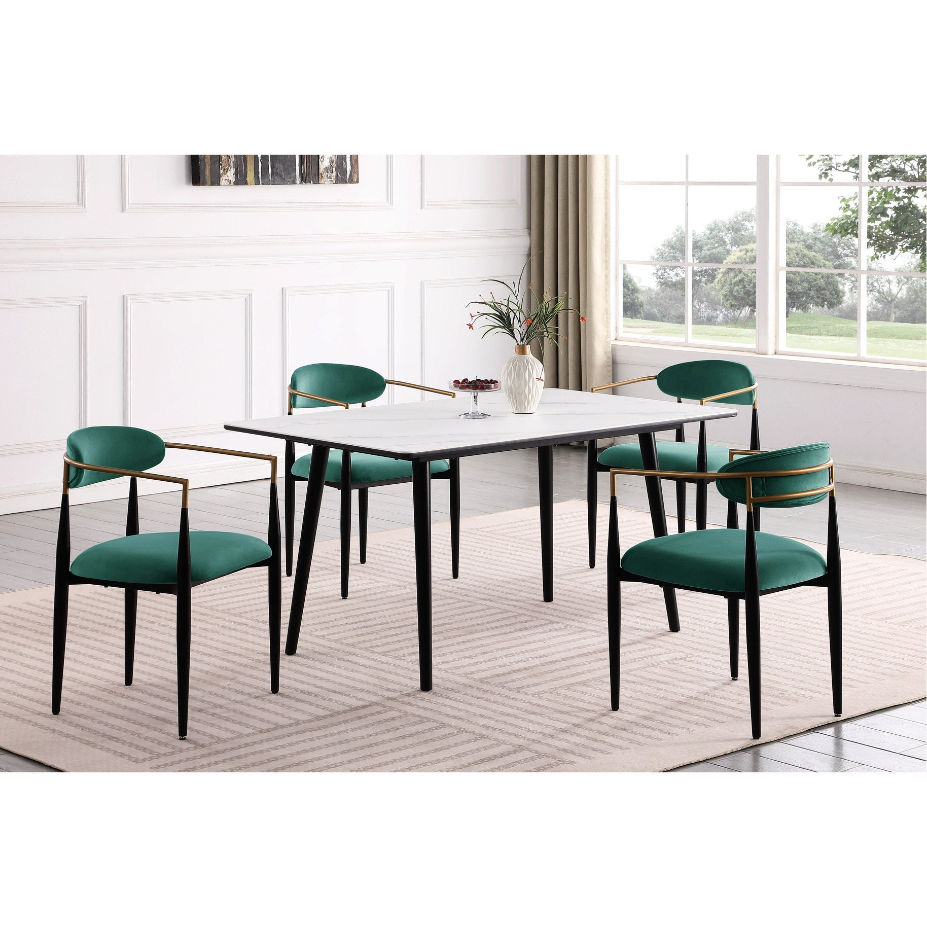 Green Chairs + White Sintered Stone Table” - “Everyday Dining + Modern ...