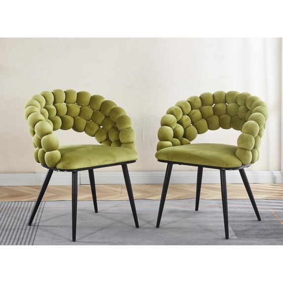 Green Chairs with Golden Iron Tube Legs | For Office, Lobby and Bedroom ...