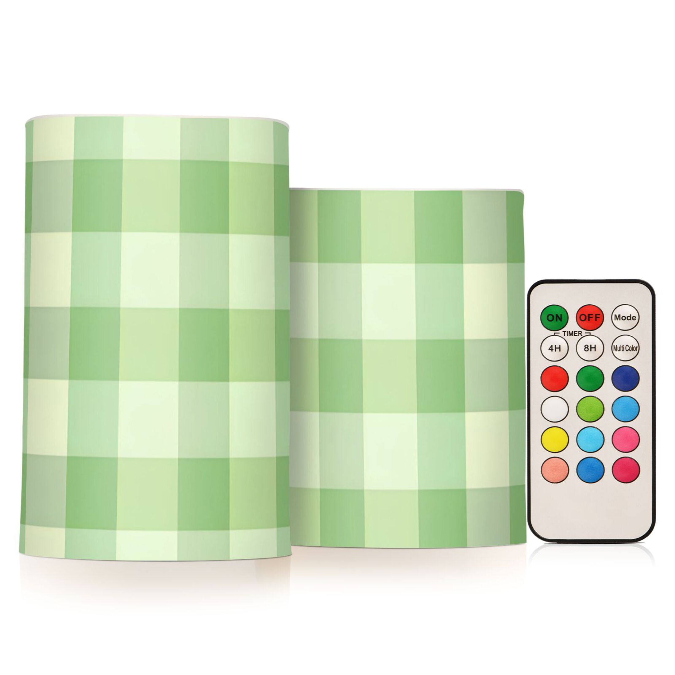 Green Checkered Pattern Flickering Flameless Candles LED Tealight ...
