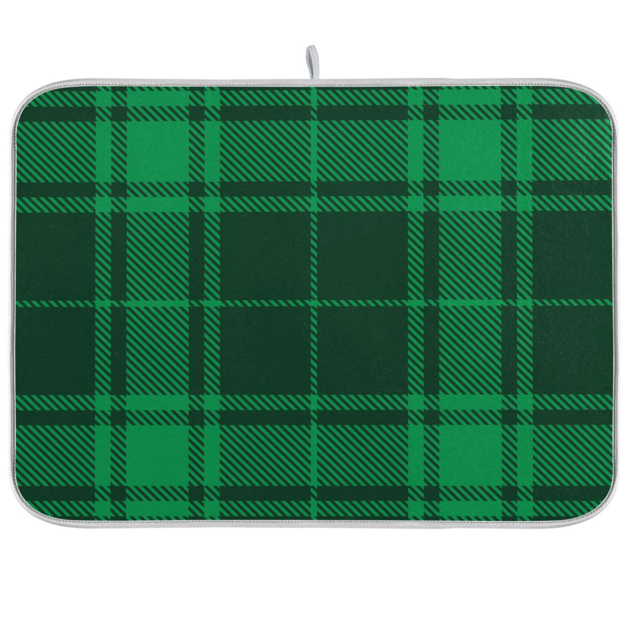 Green Checkered Plaid Dish Drying Mat Microfiber Kitchen Mats Large ...