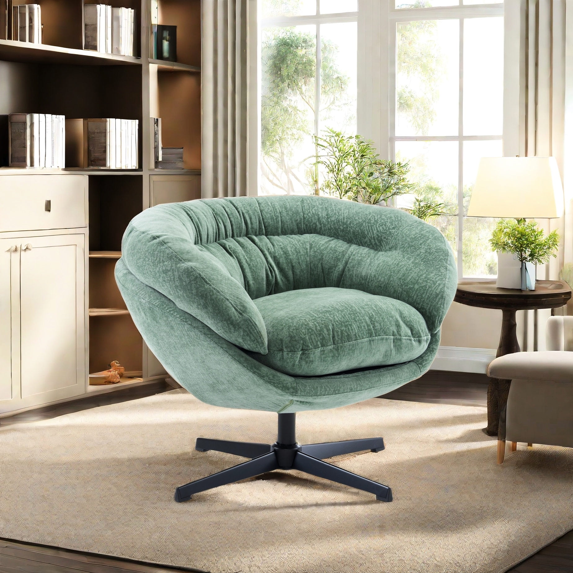 Green Chenille Chair with Split Back / Comfortable Posture Support ...