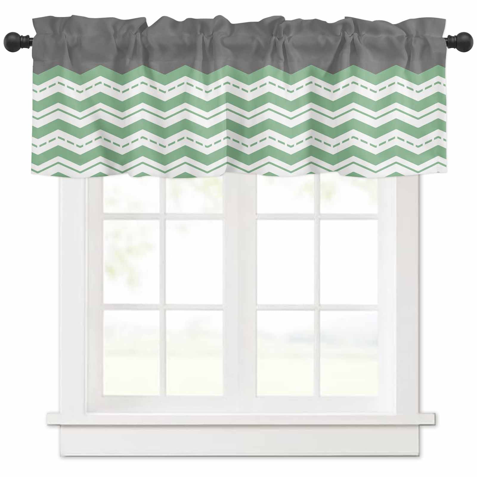 Green Chevron Valances for Windows Farmhouse Kitchen Curtains Valances ...